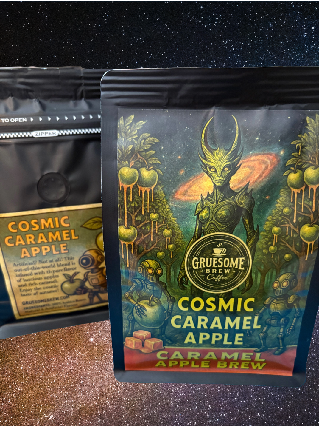 Cosmic Caramel Apple - A galactic Indulgence – Gruesome Brew Coffee